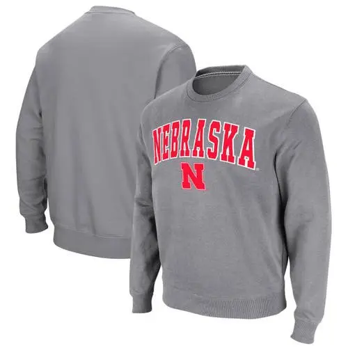 COLOSSEUM Nebraska Huskers Arch & Logo Pullover Sweatshirt - Heather Gray