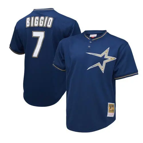 Mitchell & Ness Craig Biggio Houston Astros 1991 Cooperstown Collection Mesh Pullover Jersey - Navy