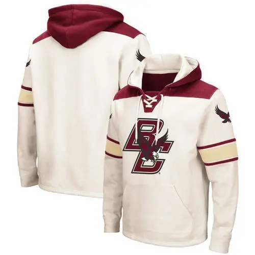 COLOSSEUM Boston College Eagles 2.0 Lace-up Pullover Hoodie - Cream