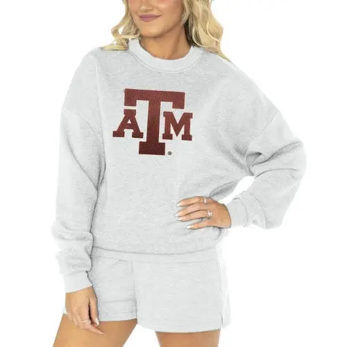GAMEDAY COUTURE Texas A&m Aggies Team Effort Pullover Sweatshirt & Shorts Sleep Set - Ash