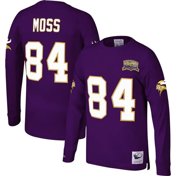 Mitchell & Ness Randy Moss Minnesota Vikings Big & Tall Retired Player Name & Number Long Sleeve Top - Purple