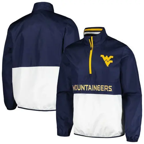 G-III SPORTS BY CARL BANKS West Virginia Mountaineers Cornerman Half-zip Top - Navy