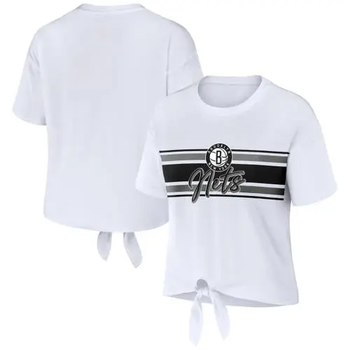 WEAR BY ERIN ANDREWS Brooklyn Nets Tie-front T-shirt - White