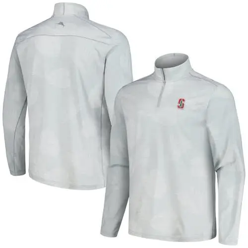 Tommy Bahama Stanford Cardinal Delray Frond Islandzone Half-zip Jacket - Gray