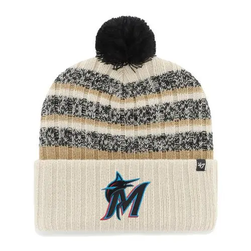 '47 Miami Marlins Tavern Cuffed Knit Hat With Pom - Natural