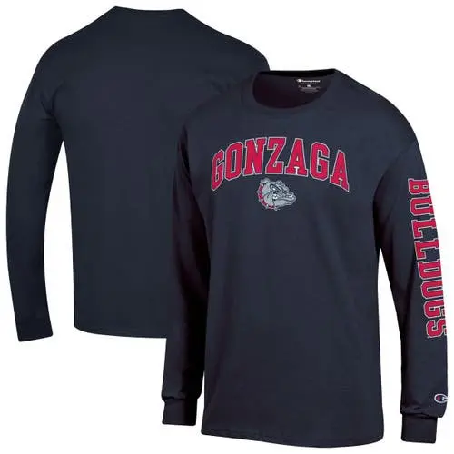Champion Gonzaga Bulldogs Arch Over Logo 2-hit Long Sleeve T-shirt - Navy