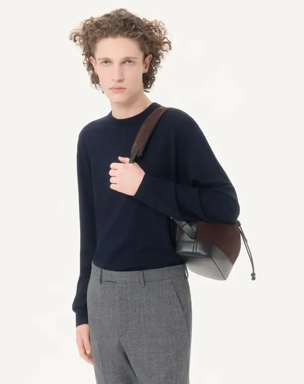 Valentino Garavani Wool Jumper With Vlogo Embroidery - Navy