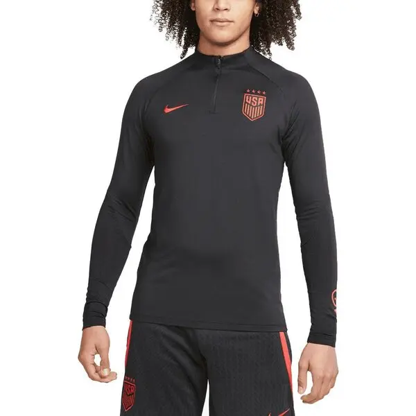 Nike Uswnt 2023 Strike Drill Performance Raglan Quarter-zip Long Sleeve Top - Black