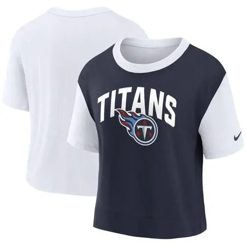 Nike Navy Tennessee Titans High Hip Fashion T-shirt - White