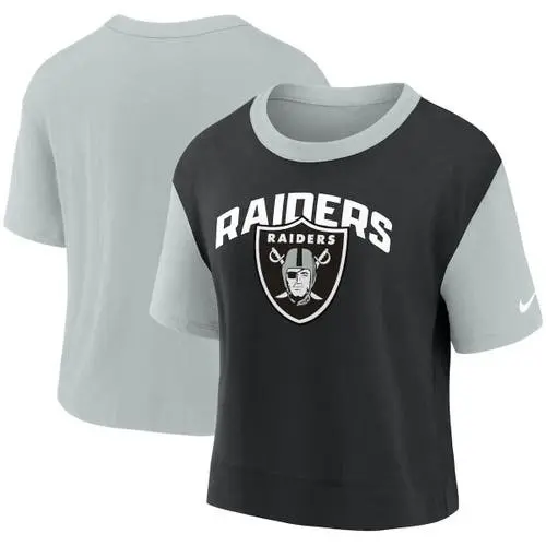 Nike Black Las Vegas Raiders High Hip Fashion T-shirt - Silver