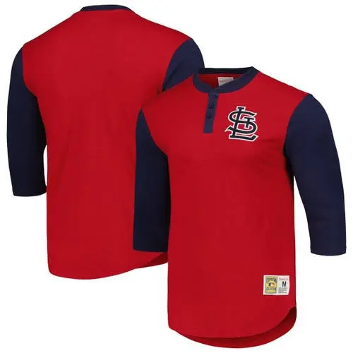 Mitchell & Ness St. Louis Cardinals Cooperstown Collection Legendary Slub Henley 3/4-sleeve T-shirt - Red