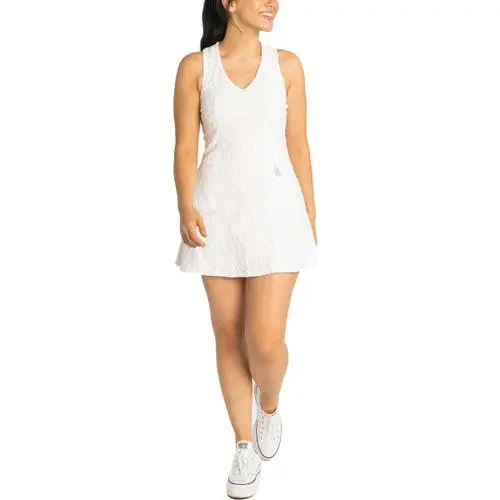 LUSSO Los Angeles Dodgers Tess Cheetah V-neck Racerback Dress - White