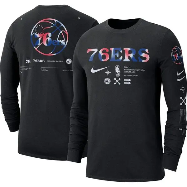 Nike Philadelphia 76ers Essential Air Traffic Control Long Sleeve T-shirt - Black