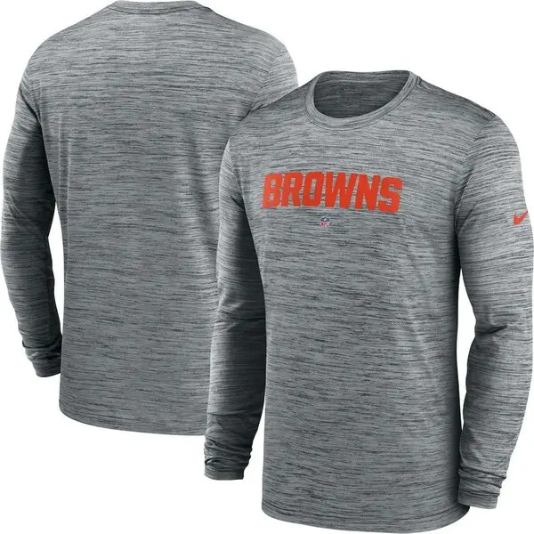 Nike Cleveland Browns Sideline Team Velocity Performance Long Sleeve T-shirt - Heather Gray