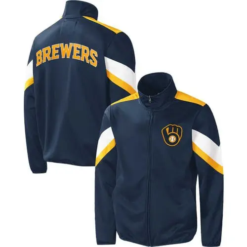 G-III SPORTS BY CARL BANKS Milwaukee Brewers Earned Run Full-zip Jacket - Navy