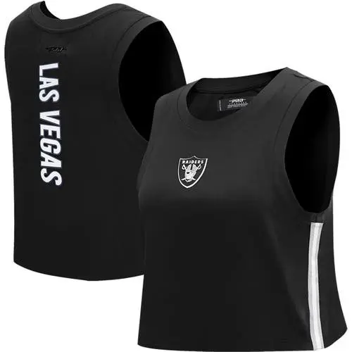 PRO STANDARD Las Vegas Raiders Ombre Wordmark Classic Cropped Tank Top - Black