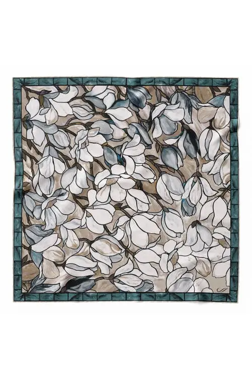 ELIZABETTA Clarasilk Bandana - Teal And Tan