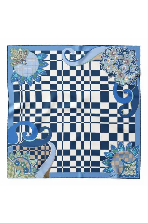 ELIZABETTA Damasilk Bandana - Blue