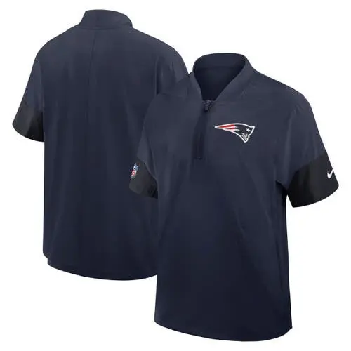 Nike New England Patriots Sideline Short Sleeve Quarter-zip Performance Coach Jacket - Navy