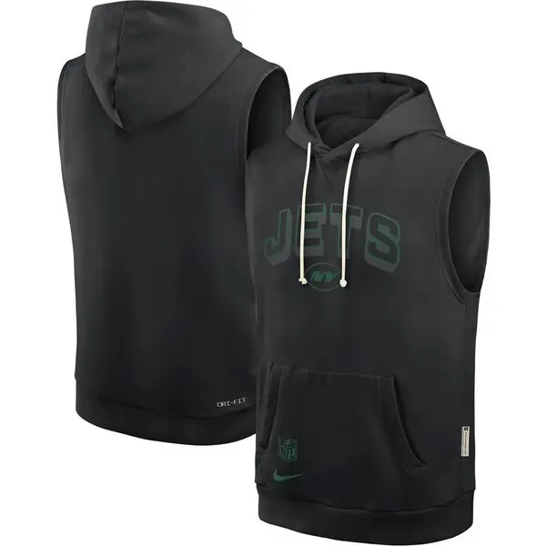 Nike New York Jets Sideline Performance Sleeveless Pullover Hoodie - Black