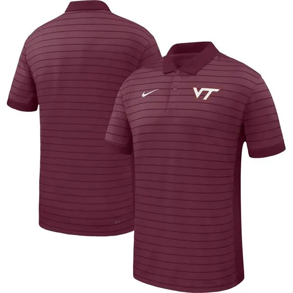 Nike Virginia Tech Hokies 2025 Early Season Coaches Sideline Victory Stripe Performance Polo - Maroon