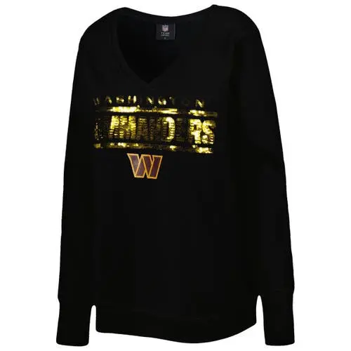 CUCE Washington Commanders Sequin Logo V-neck Pullover Sweatshirt