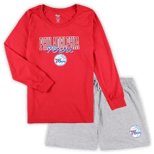 CONCEPTS SPORT Philadelphia 76ers Long Sleeve T-shirt And Shorts Sleep Set - Red