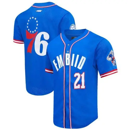 PRO STANDARD Joel Embiid Philadelphia 76ers Capsule Player Baseball Button-up Shirt - Royal