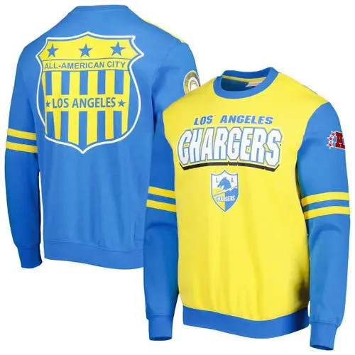 Mitchell & Ness Los Angeles Chargers All Over 2.0 Pullover Sweatshirt - Gold