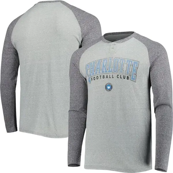 CONCEPTS SPORT Heathered Gray/heathered Charlotte Fc Ledger Raglan Long Sleeve T-shirt - Charcoal