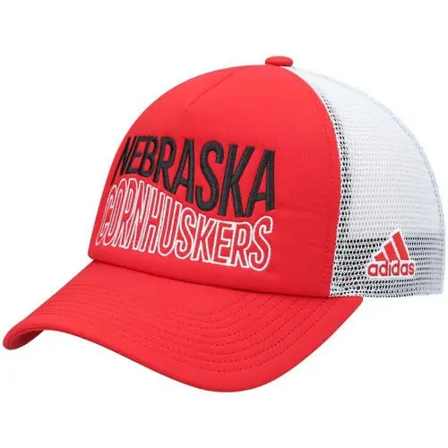 Adidas White Nebraska Huskers Wave Foam Trucker Snapback Hat - Scarlet