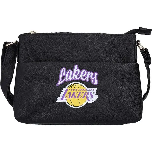 FOCO Los Angeles Lakers Logo Script Crossbody Handbag - Black