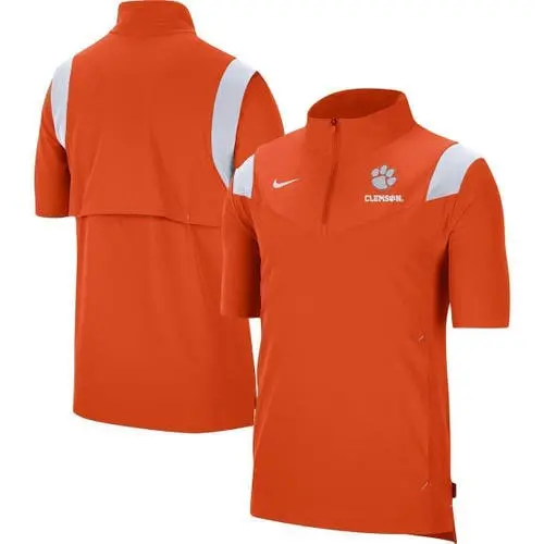 Nike Clemson Tigers Coach Short Sleeve Quarter-zip Jacket - Orange