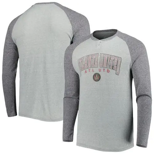 CONCEPTS SPORT Heathered Gray/heathered Atlanta United Fc Ledger Raglan Long Sleeve T-shirt - Charcoal