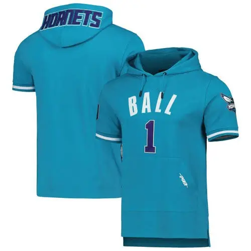 PRO STANDARD Lamelo Ball Charlotte Hornets Name & Number Short Sleeve Pullover Hoodie - Teal