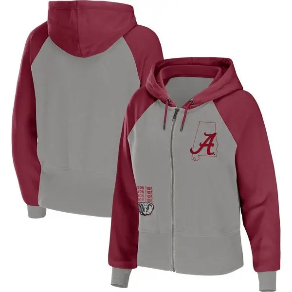 WEAR BY ERIN ANDREWS Alabama Crimson Tide Raglan Full-zip Hoodie - Gray