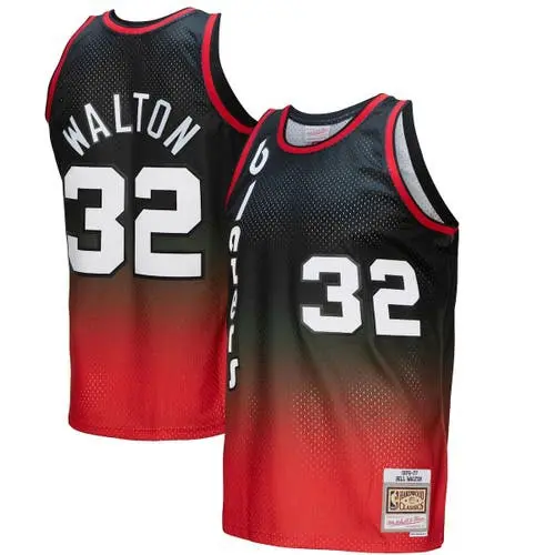 Mitchell & Ness Bill Walton /black Portland Trail Blazers 1976/77 Hardwood Classics Fadeaway Swingman Player Jersey - Red