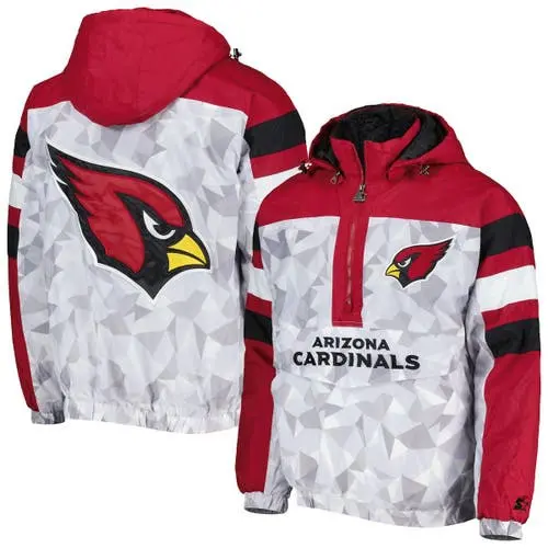 STARTER Gridiron Raglan Half-zip Hooded Jacket - White