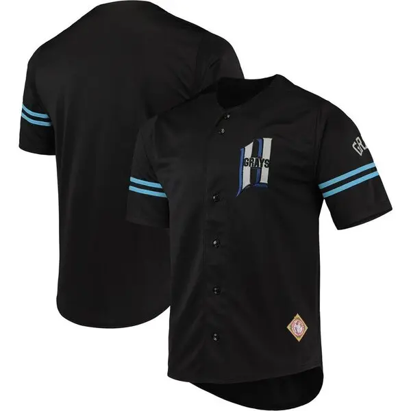 STITCHES Homestead Grays Button-down Jersey - Black