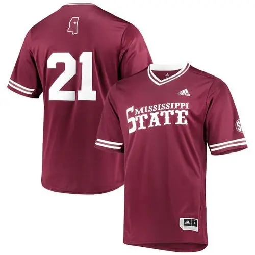 Adidas Mississippi State Bulldogs Replica V-neck Baseball Jersey - Maroon