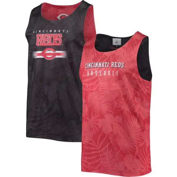 FOCO Cincinnati S Floral Reversible Mesh Tank Top - Red