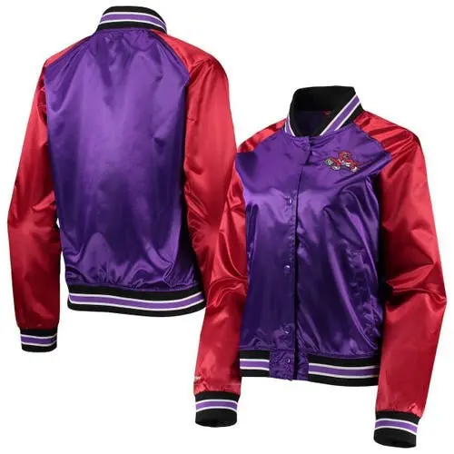 Mitchell & Ness Toronto Raptors Hardwood Classics Raglan Satin Full-snap Jacket - Purple