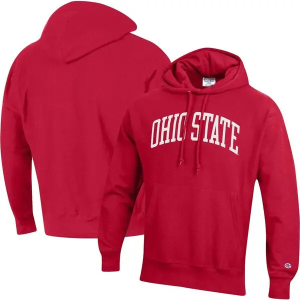 Champion Ohio State Buckeyes Team Arch Reverse Weave Pullover Hoodie - Scarlet