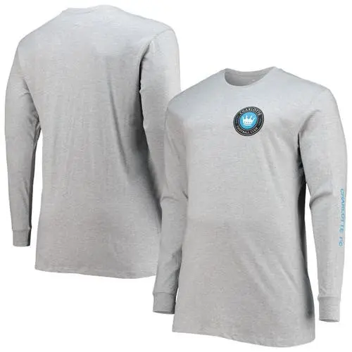 Profile Heathered Gray Charlotte Fc Big & Tall Combo Long Sleeve T-shirt - Heather Gray