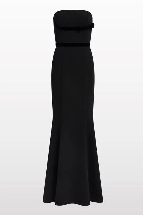 Jenny Packham Pamela Bow-detail Strapless Maxi Dress - Liquorice