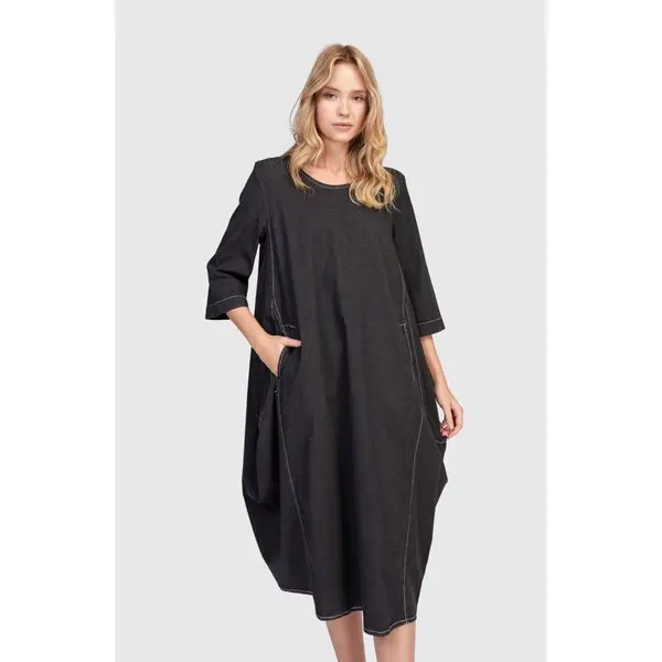 Alembika Liberty Oversized Cocoon Dress - Black Denim