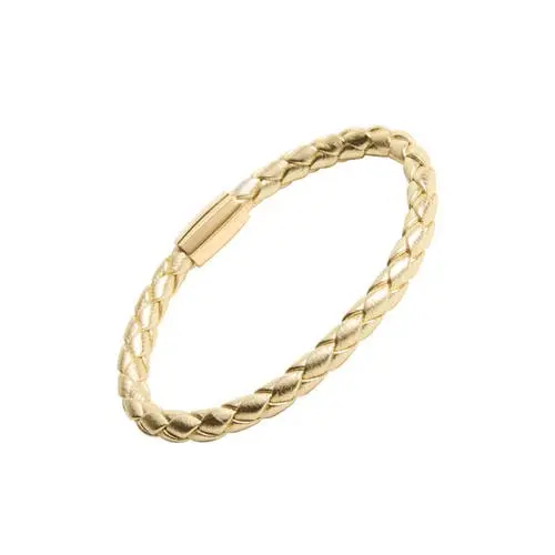 JAN LESLIE Calypso Petite Leather Bracelet - Gold