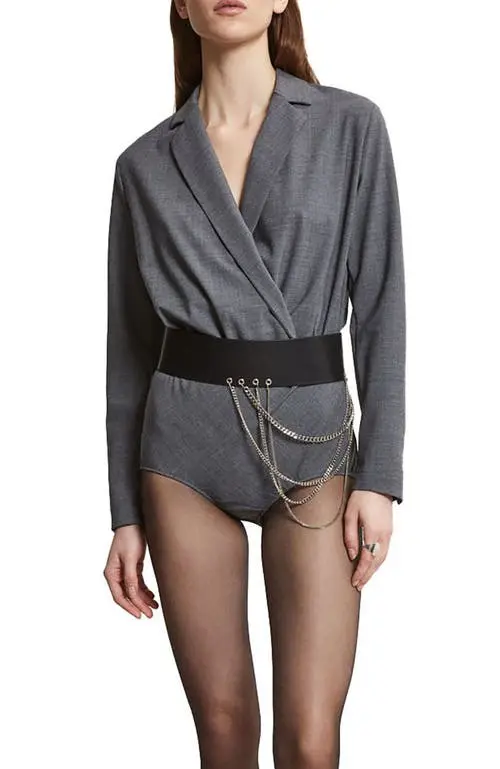 OTTOD'AME Long Sleeve Criss-cross Neckline Body - Grey