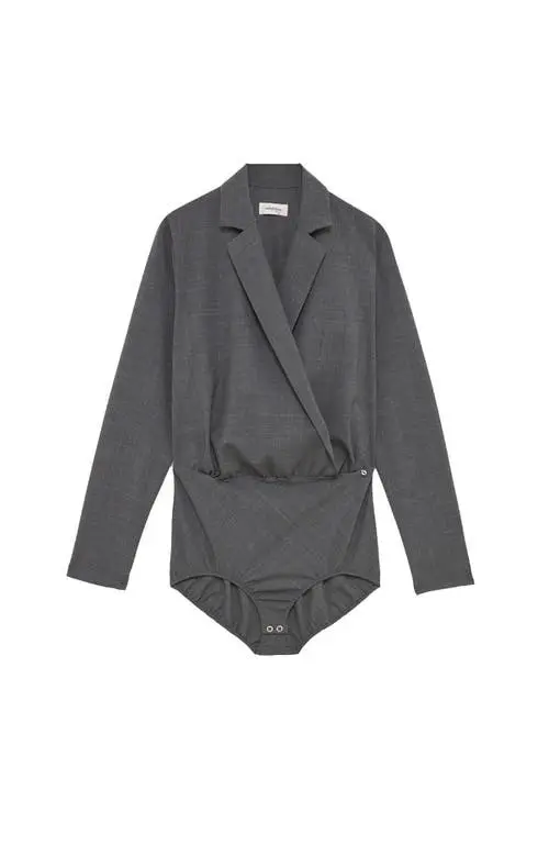 OTTOD'AME Long Sleeve Criss-cross Neckline Body - Grey