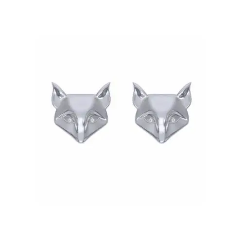 DESERI Fox Stud Earrings With Diamonds - Silver